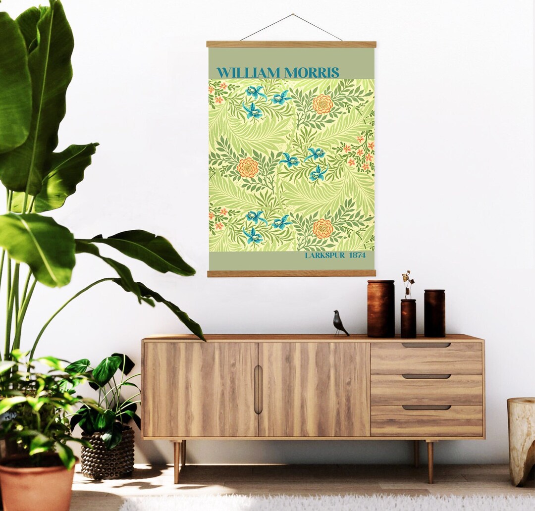 William Morris Canvas Hanging and Wooden Hanger Art Frame, Flowers ...