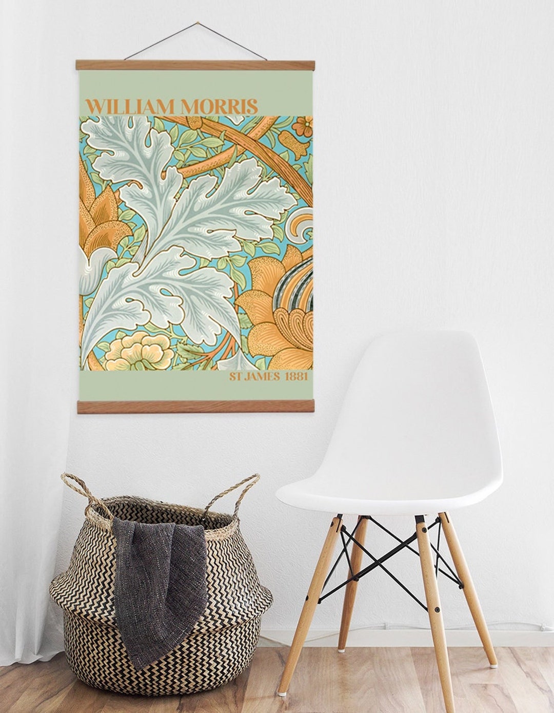 William Morris Canvas Hanging and Wooden Hanger Art Frame, Flowers ...