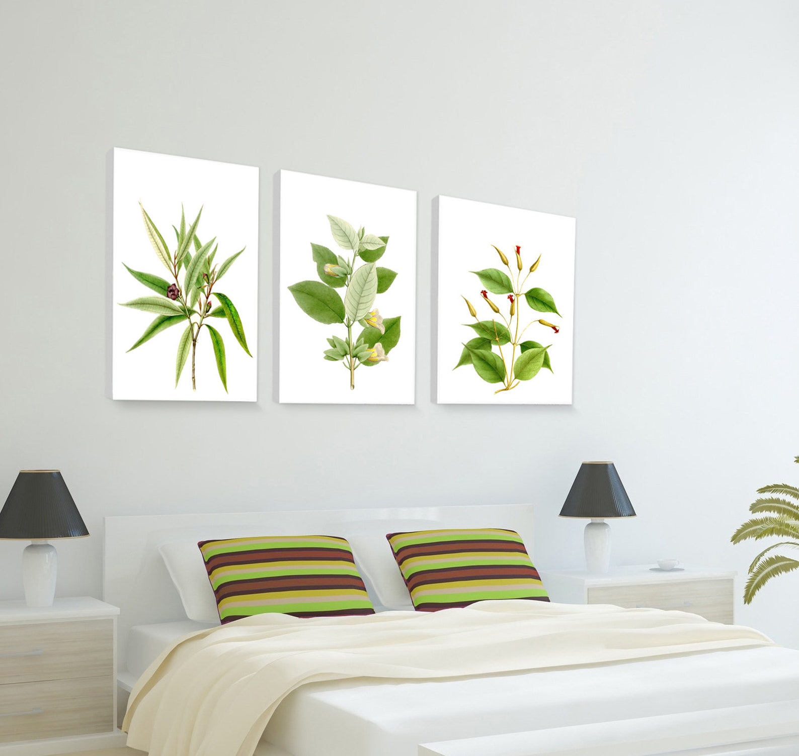 Set of 3 Canvas Prints, Botanical Canvas Print Set of 3, Modern Canvas ...