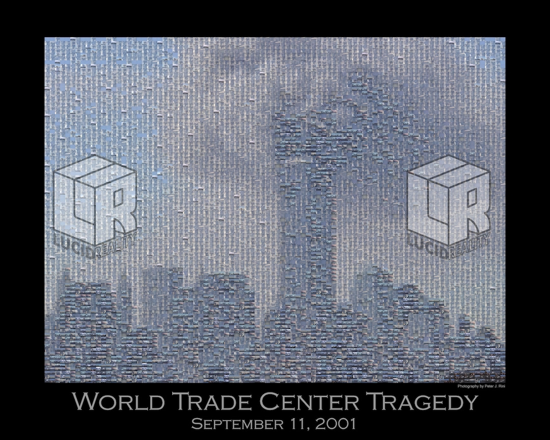 9/11 World Trade Center Remembrance Poster Mosaic Framed WTC - Etsy