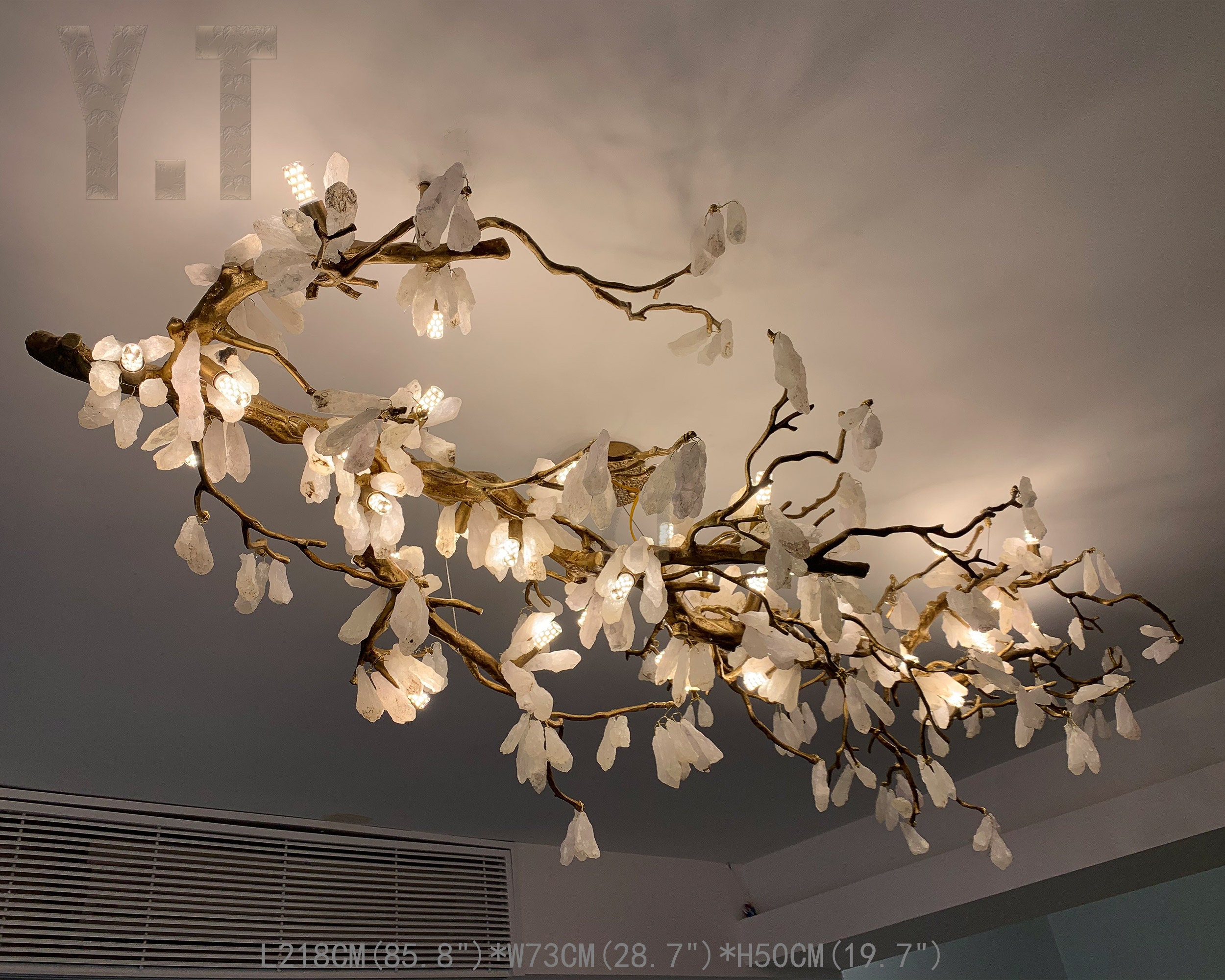 Glass Branch Chandelier Brass Pendant Light Tree - Etsy