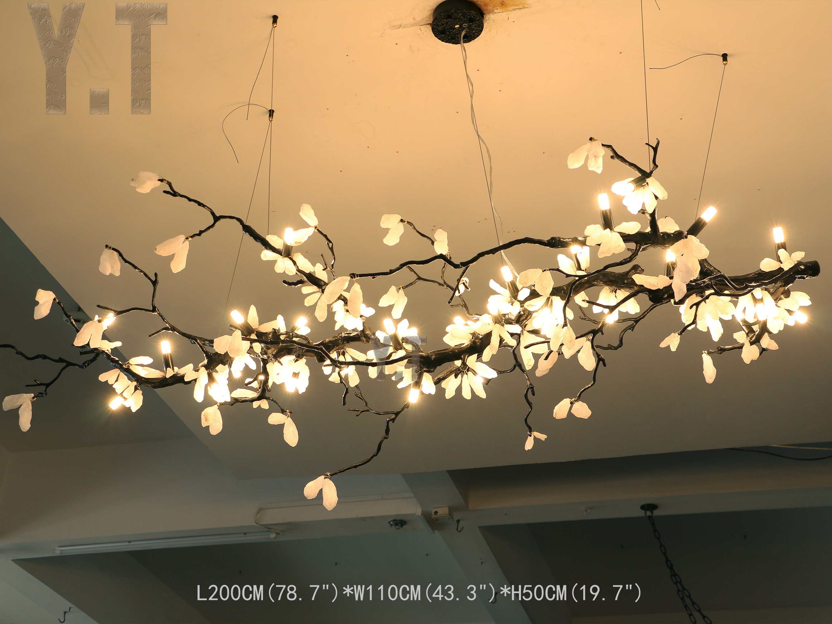 Glass Branch Chandelier Brass Pendant Light Tree - Etsy