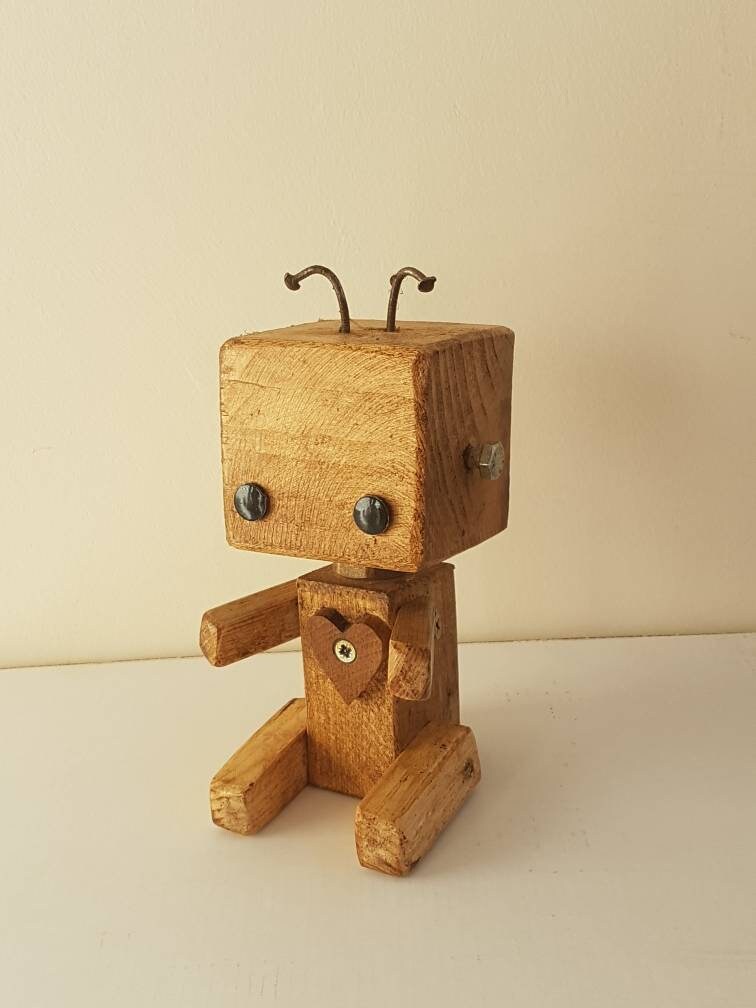 Wooden Robot Baby Bot Rustic Toy Robot Wooden Figurine Wood | Etsy