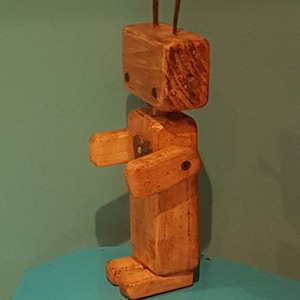 Wooden Robot Rustic Wood Model Robot Toy Figurine Desk Top Toy Wood ...
