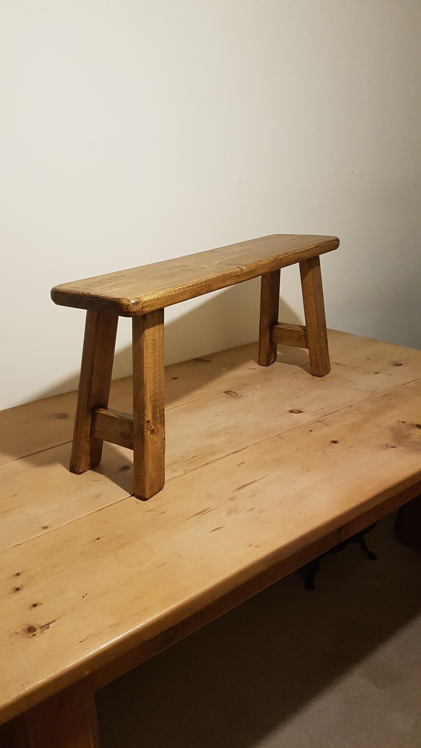 Narrow Rustic Wooden Milking Stool/ Bench - Etsy UK