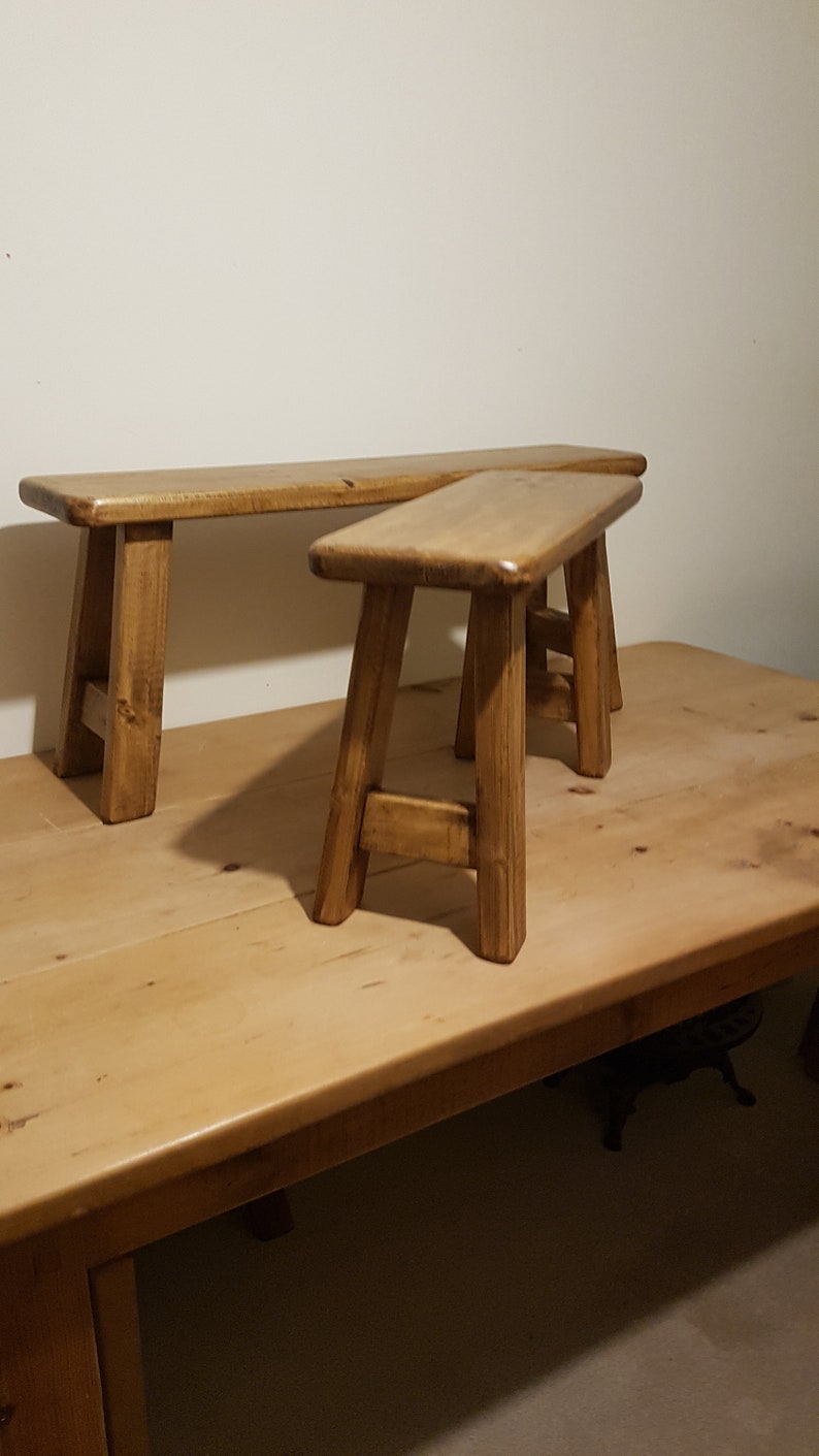 Narrow Rustic Wooden Milking Stool/ Bench - Etsy UK