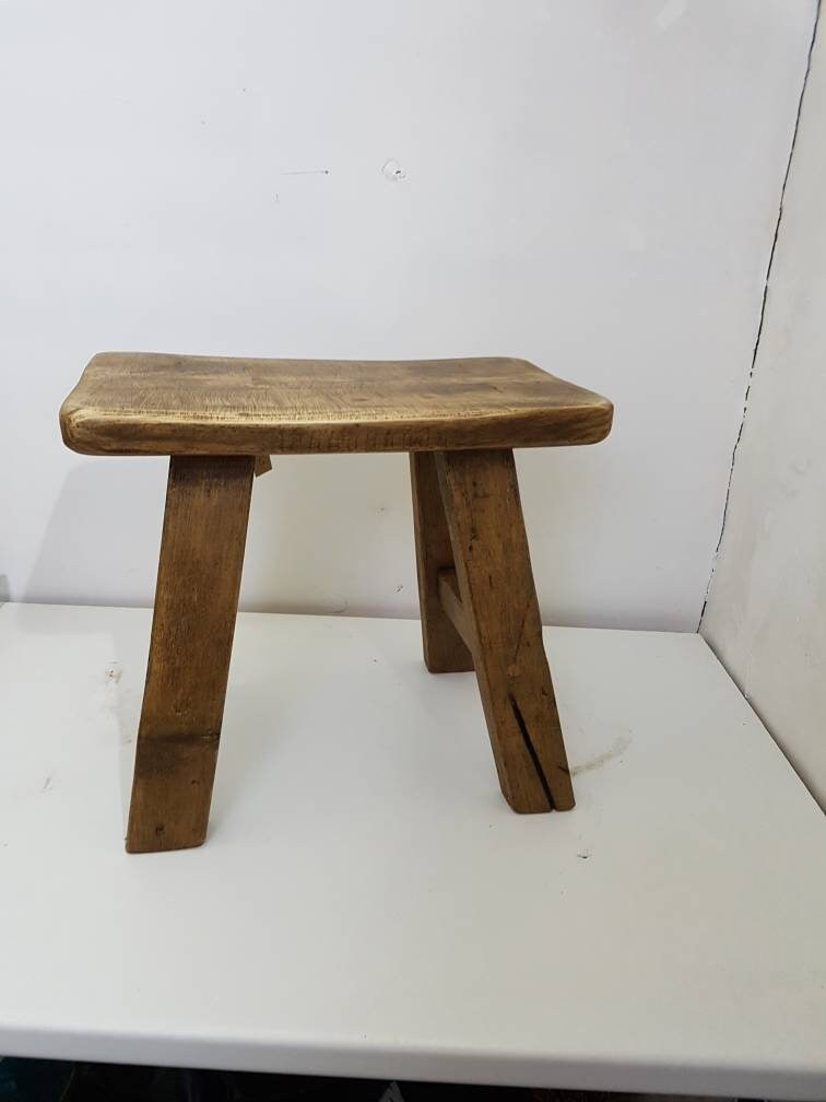 Rustic Wooden Milking Stool - Etsy UK