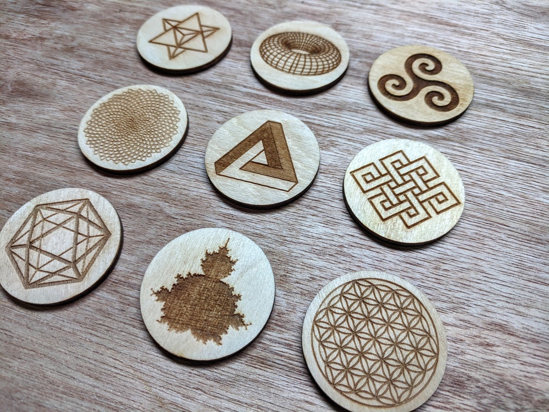 Set of Nine Wooden Geometric Tokens - Etsy