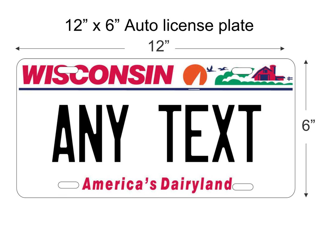 Wisconsin Replica License Plate Personalized With Your Text Custom ...