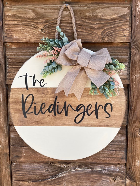 Wreaths & Door Hangers Last Name | Personalized Door Decor Wood Door ...