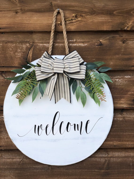 Welcome Round Door Sign Home Décor Wreaths & Door Hangers Home & Living ...
