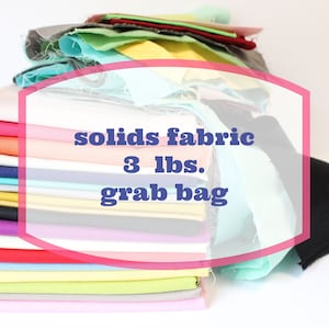 Scrap Fabric Bundle, 3 Pounds Solids, Mystery Grab Bag, Sewing Supplies ...