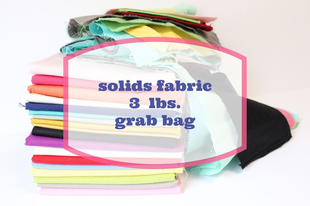 Scrap Fabric Bundle, 3 Pounds Solids, Mystery Grab Bag, Sewing Supplies ...