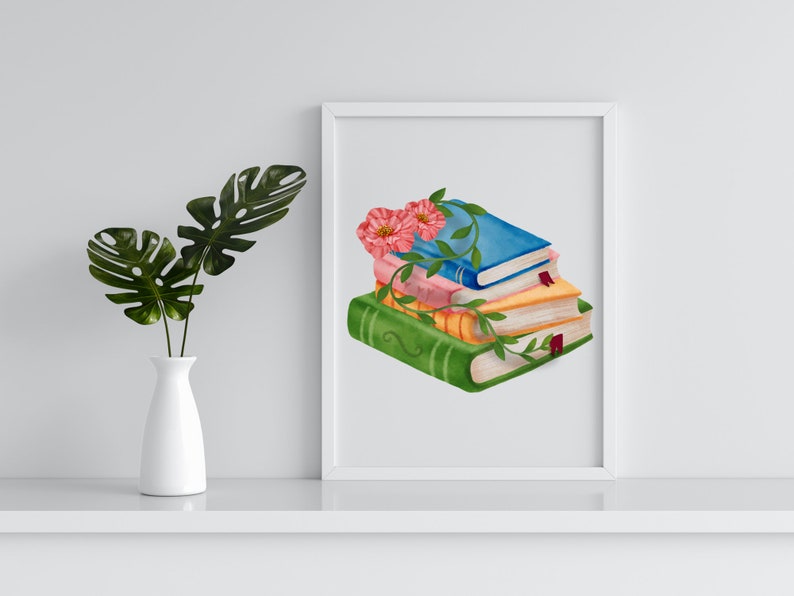Chill Book Watercolor Clipart PNG Book Lover Sticker Print Cute Vintage ...