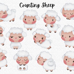 Counting Sheep Watercolor Clipart, Cute Baby Animal ,baby Shower ...