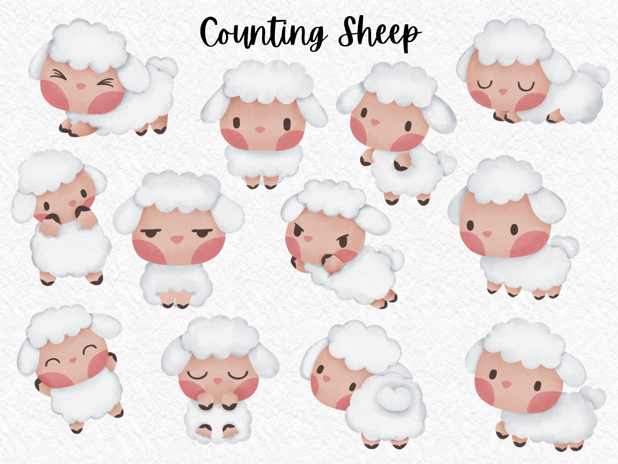 Counting Sheep Watercolor Clipart, Cute Baby Animal ,baby Shower ...