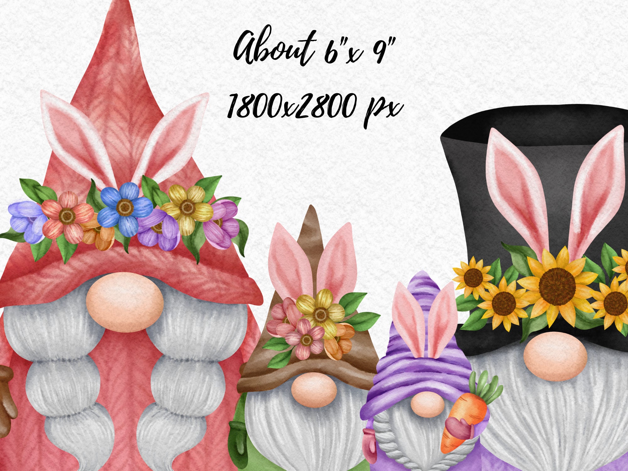 16 Easter Gnomes Watercolor Clipart ,easter Sublimation Design Download ...