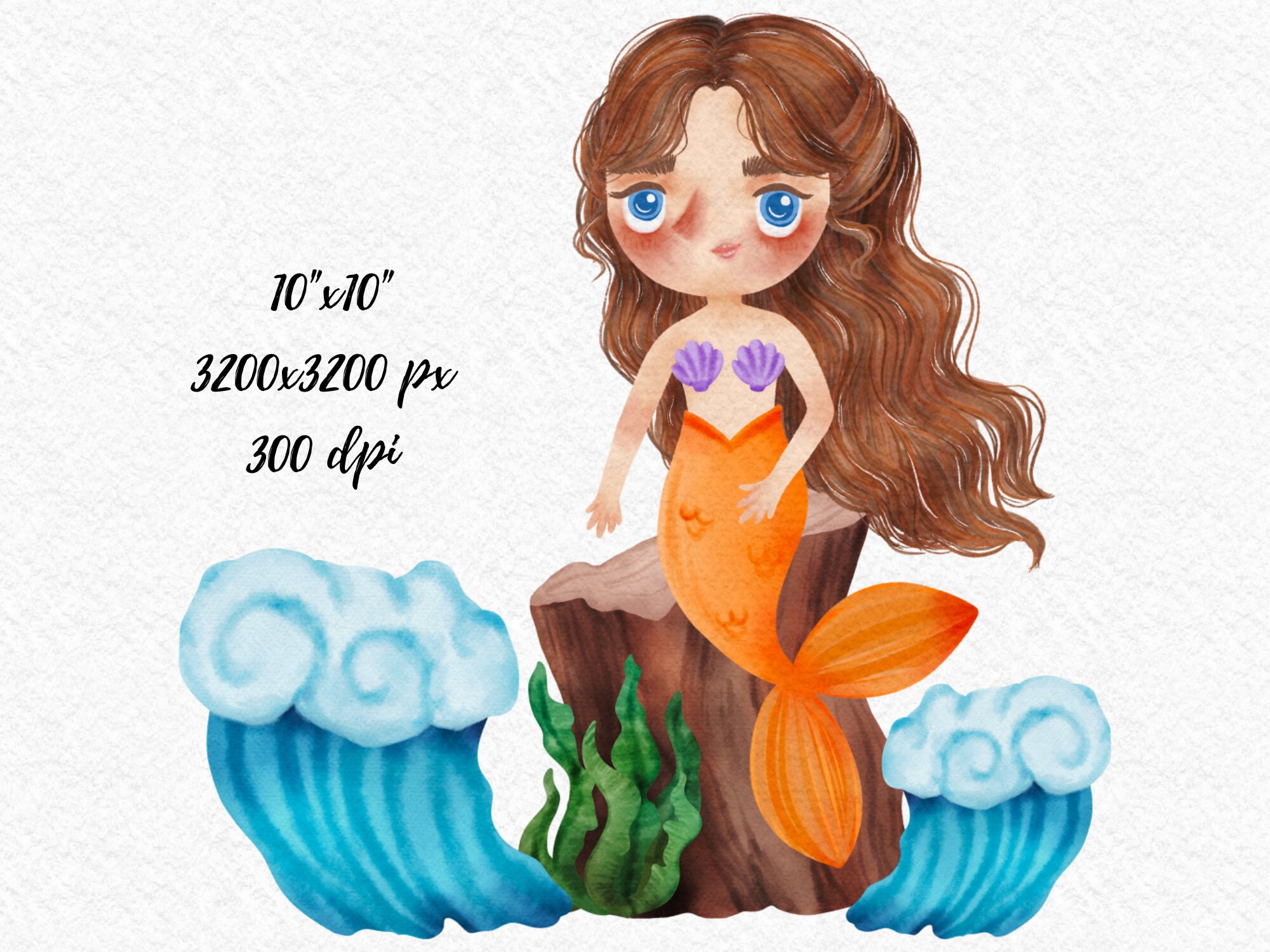 Mermaid Collection Watercolor Clipart PNG Digital Download - Etsy