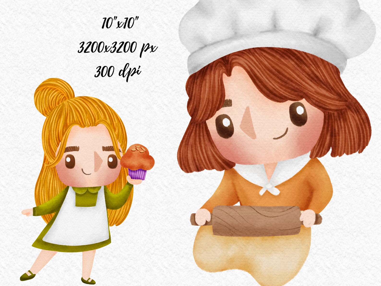 Bakery Collection Watercolor Digital Clipart PNG Files, Baking Baker ...