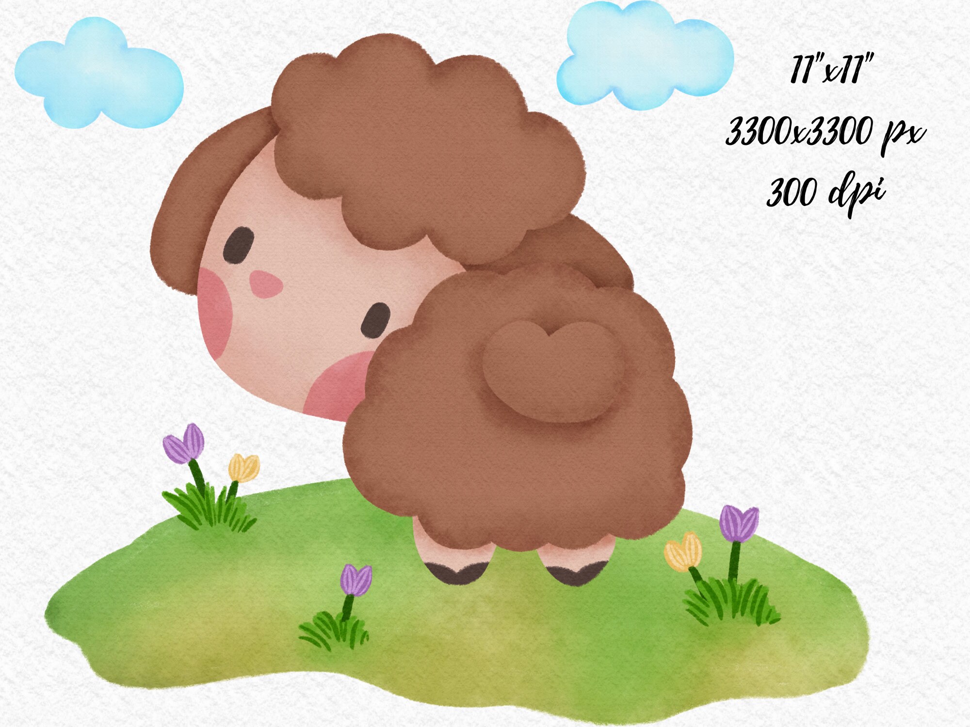 Counting Sheep Watercolor Clipart, Cute Baby Animal ,baby Shower ...