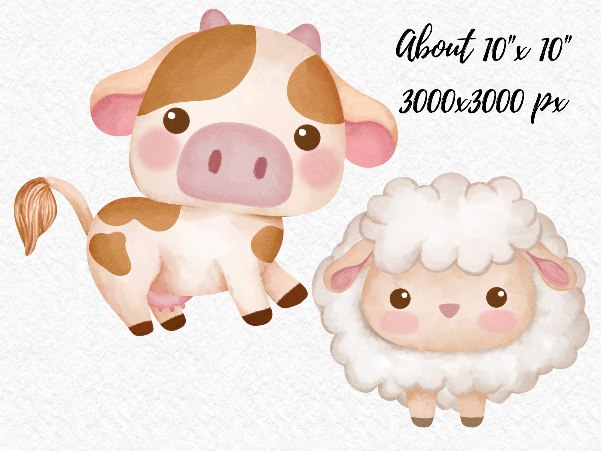 Farm Animals Watercolor Digital Clipart Pet Farm Baby Farm - Etsy