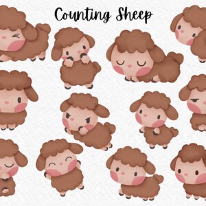 Counting Sheep Watercolor Clipart: Baby Nursery PNG (digital Download ...