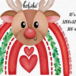 Rainbows Christmas Watercolor Digital Clipart , Santa , Snowman , Tree ...