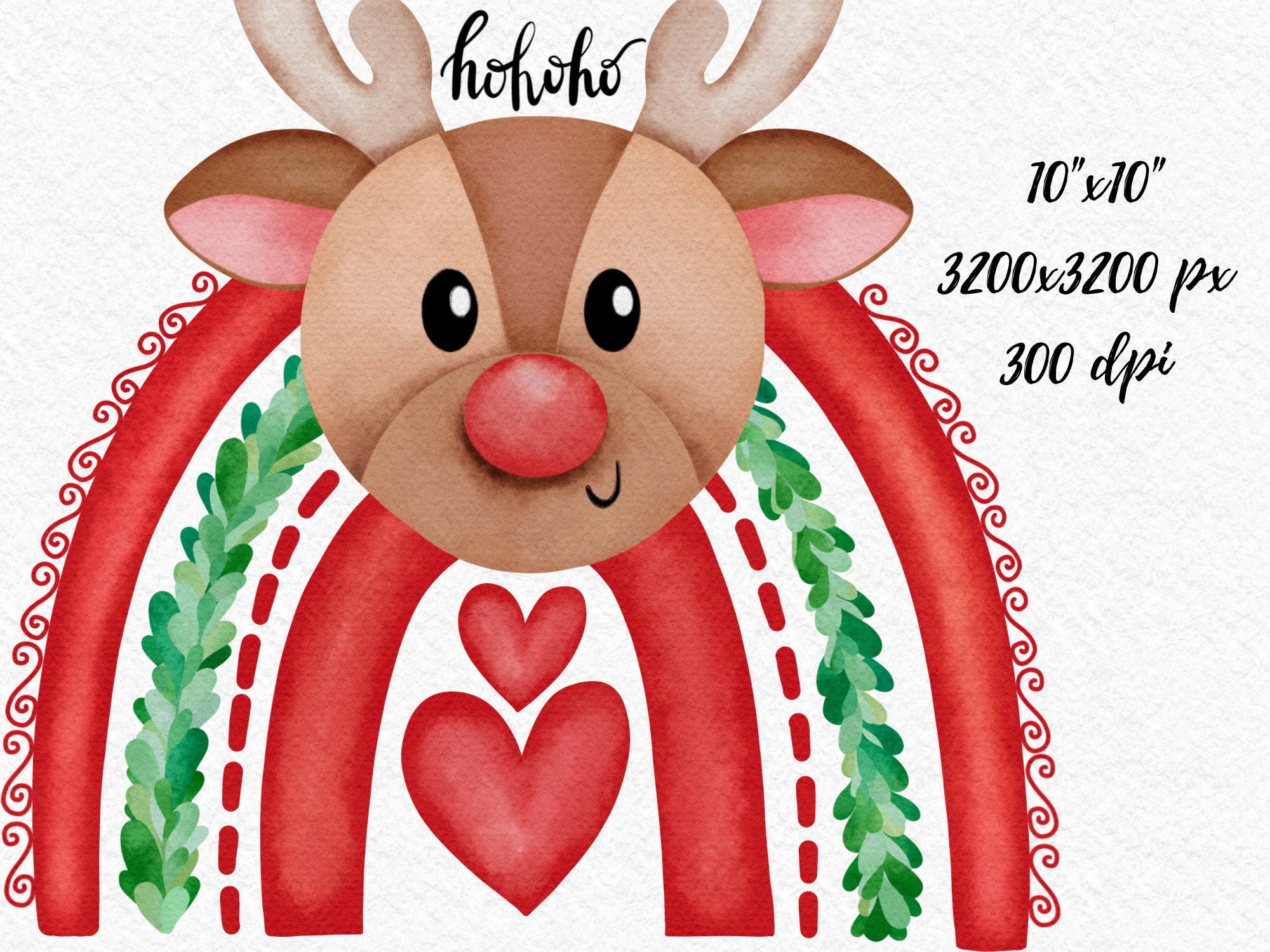 Rainbows Christmas Watercolor Digital Clipart , Santa , Snowman , Tree ...