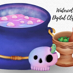 Witch Magic Watercolor Digital Clipart , Cute Magic Sticker, Witch PNG ...