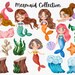 Mermaid Collection Watercolor Clipart PNG Digital Download Cute Kid ...