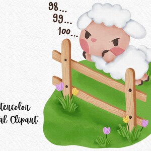 Counting Sheep Watercolor Clipart: Baby Nursery PNG (digital Download ...