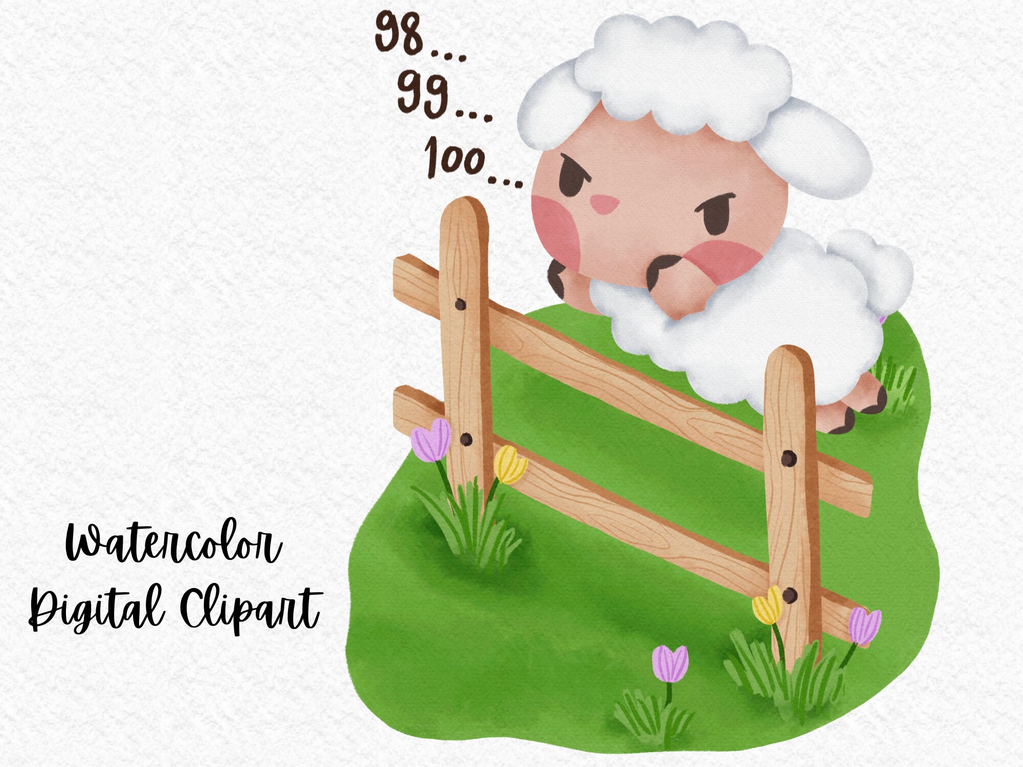 Counting Sheep Watercolor Clipart, Cute Baby Animal ,baby Shower ...
