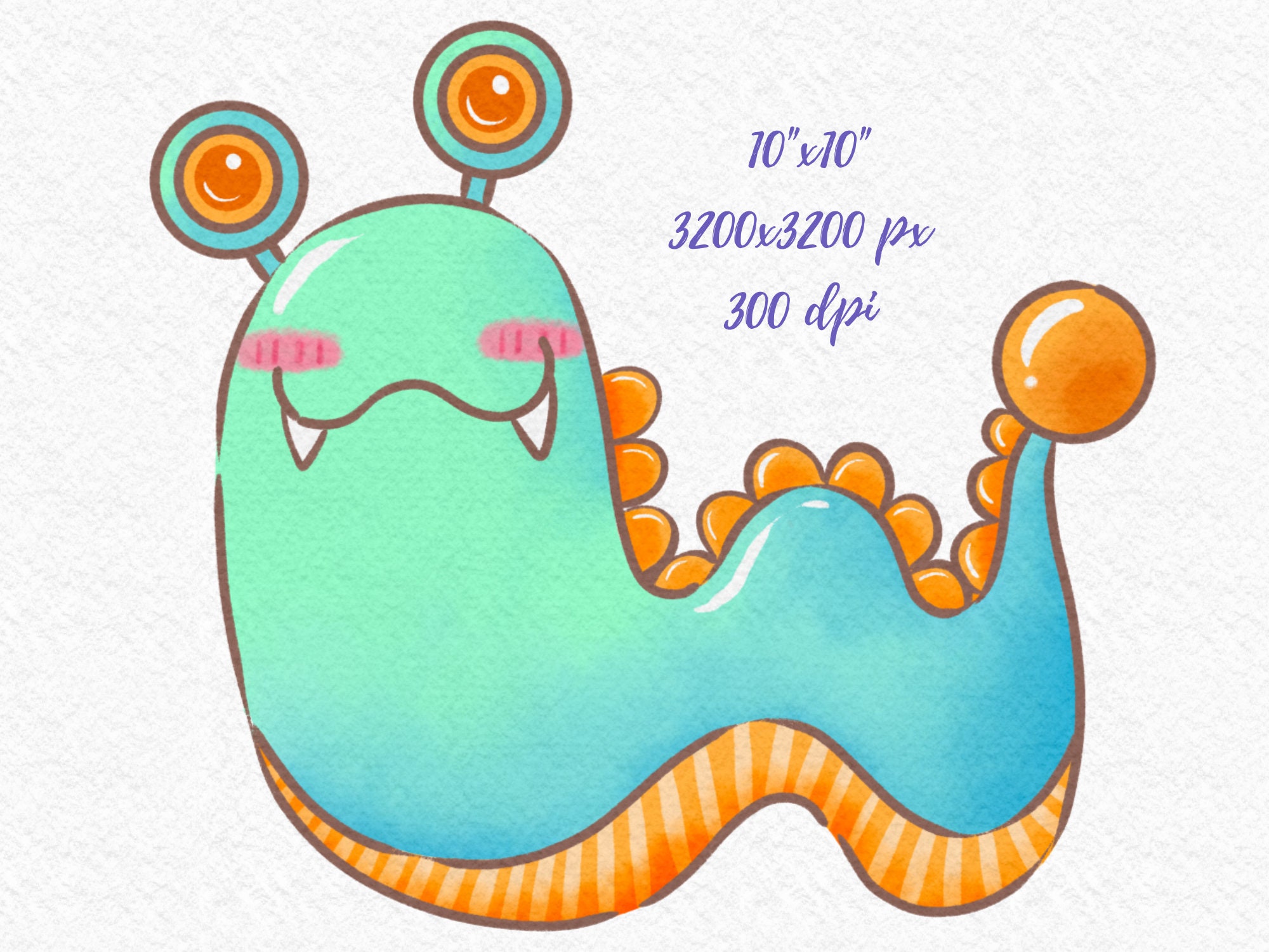 Little Monster Watercolor Clipart PNG Baby Monster Halloween Colorful ...