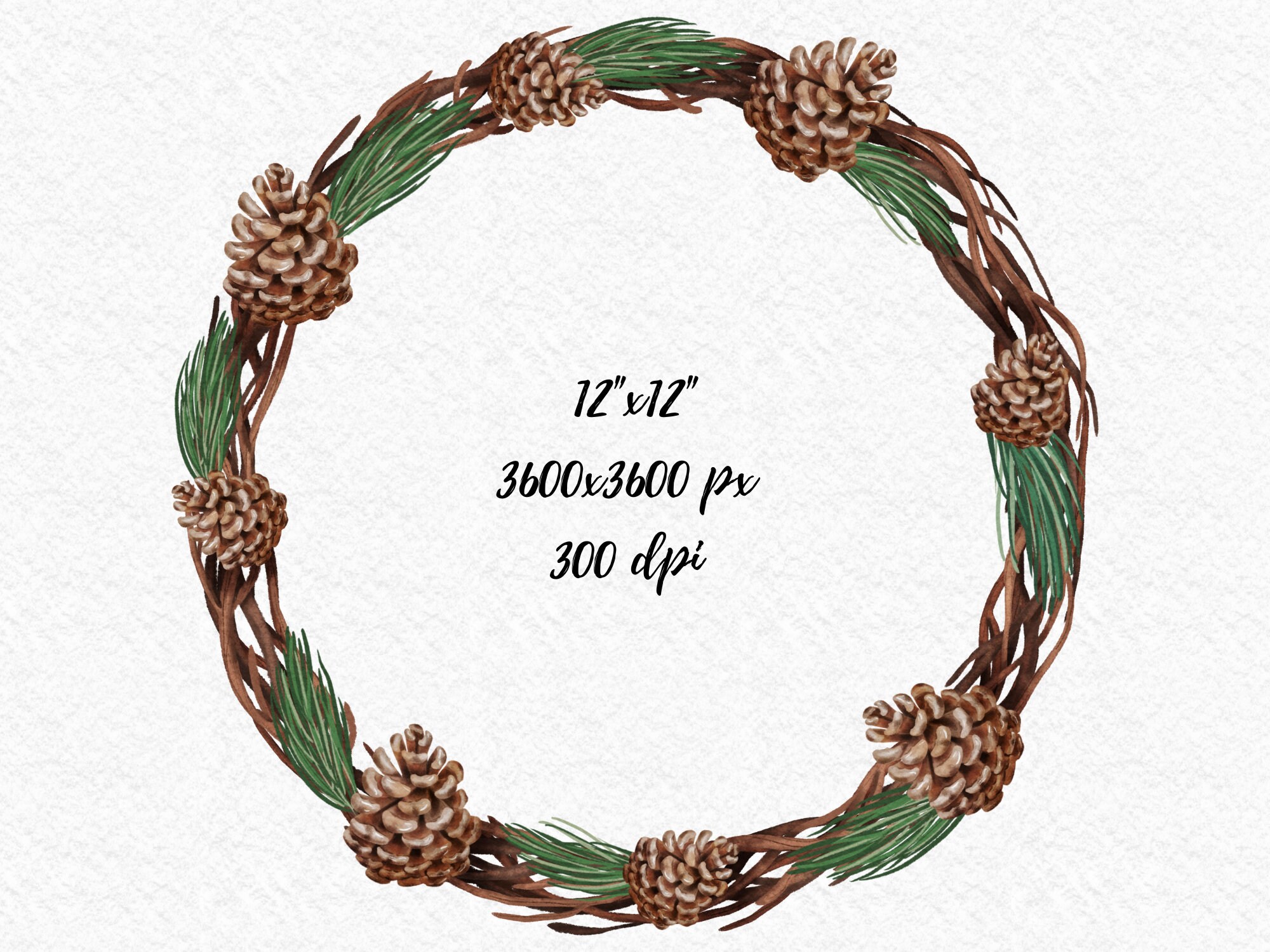 Christmas Frames Watercolor Clipart Holiday Greenery Wreath - Etsy