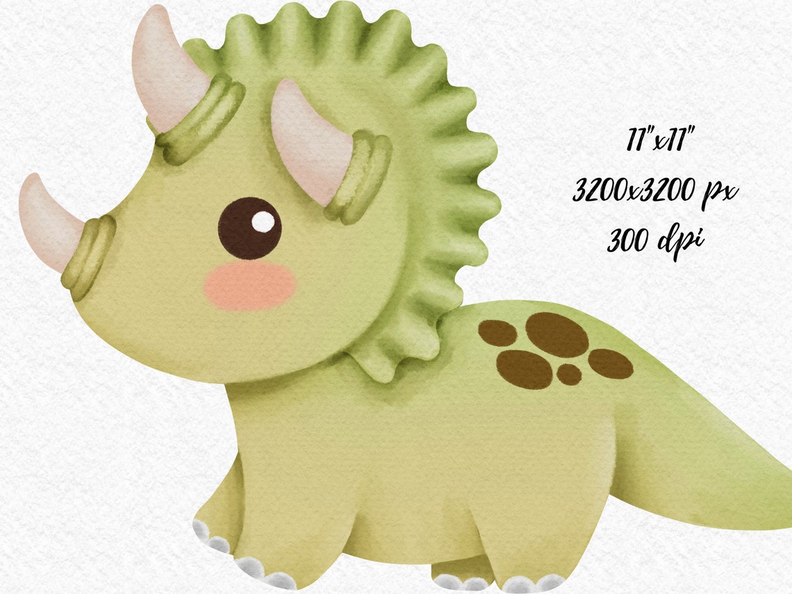 Cute Dinosaurs V2 Watercolor Clipart PNG Jurassic Elements - Etsy