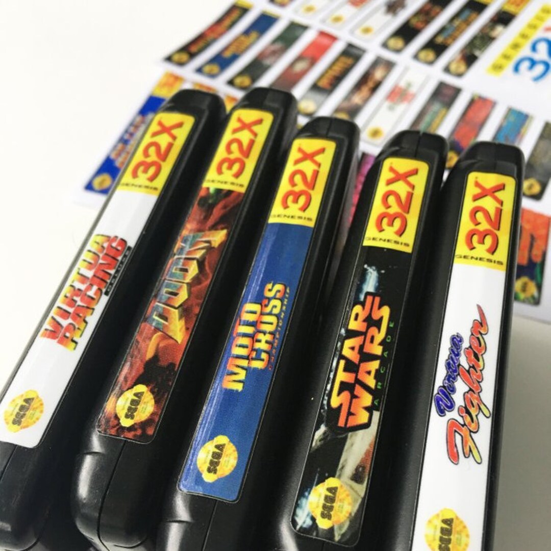 Sega Genesis 32x Sticker Labels (for All 34 Custom Cartridge Game ...