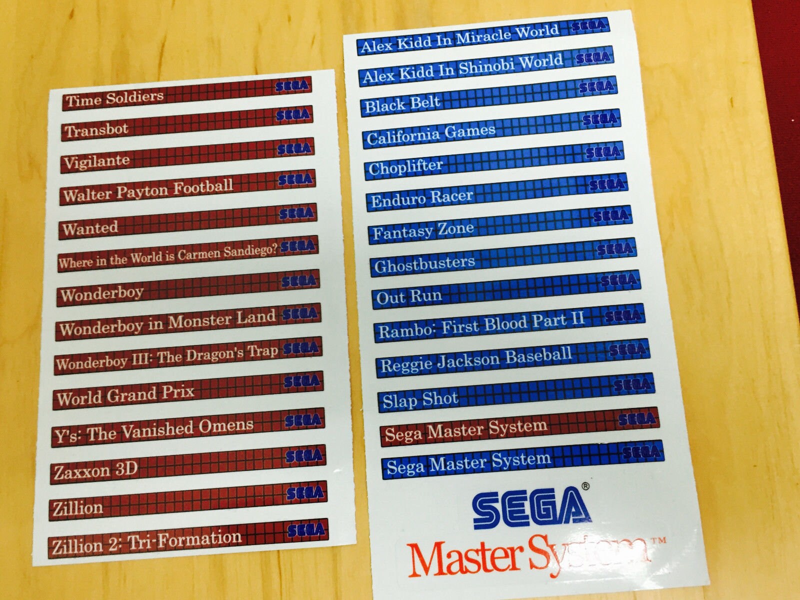 Sega Master System Sticker End Labels (for All 114 Custom Cartridge ...