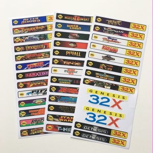 Sega Genesis 32x Sticker Labels (for All 34 Custom Cartridge Game ...