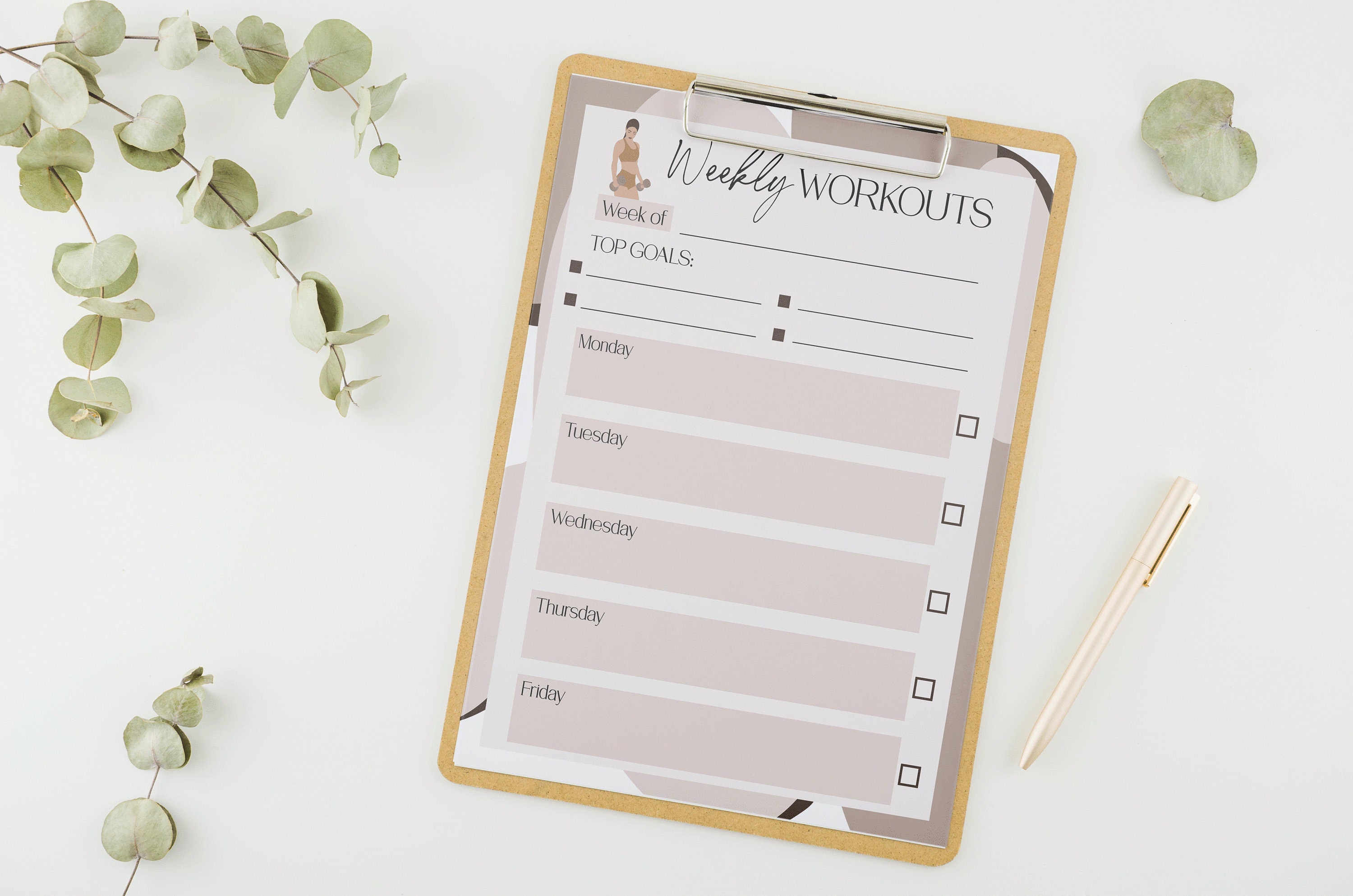 Weekly Workout Tracker Planner Page, Exercise Planner, Weekly Exercise ...