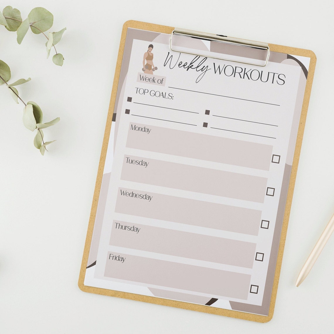 Weekly Workout Tracker Planner Page, Exercise Planner, Weekly Exercise ...