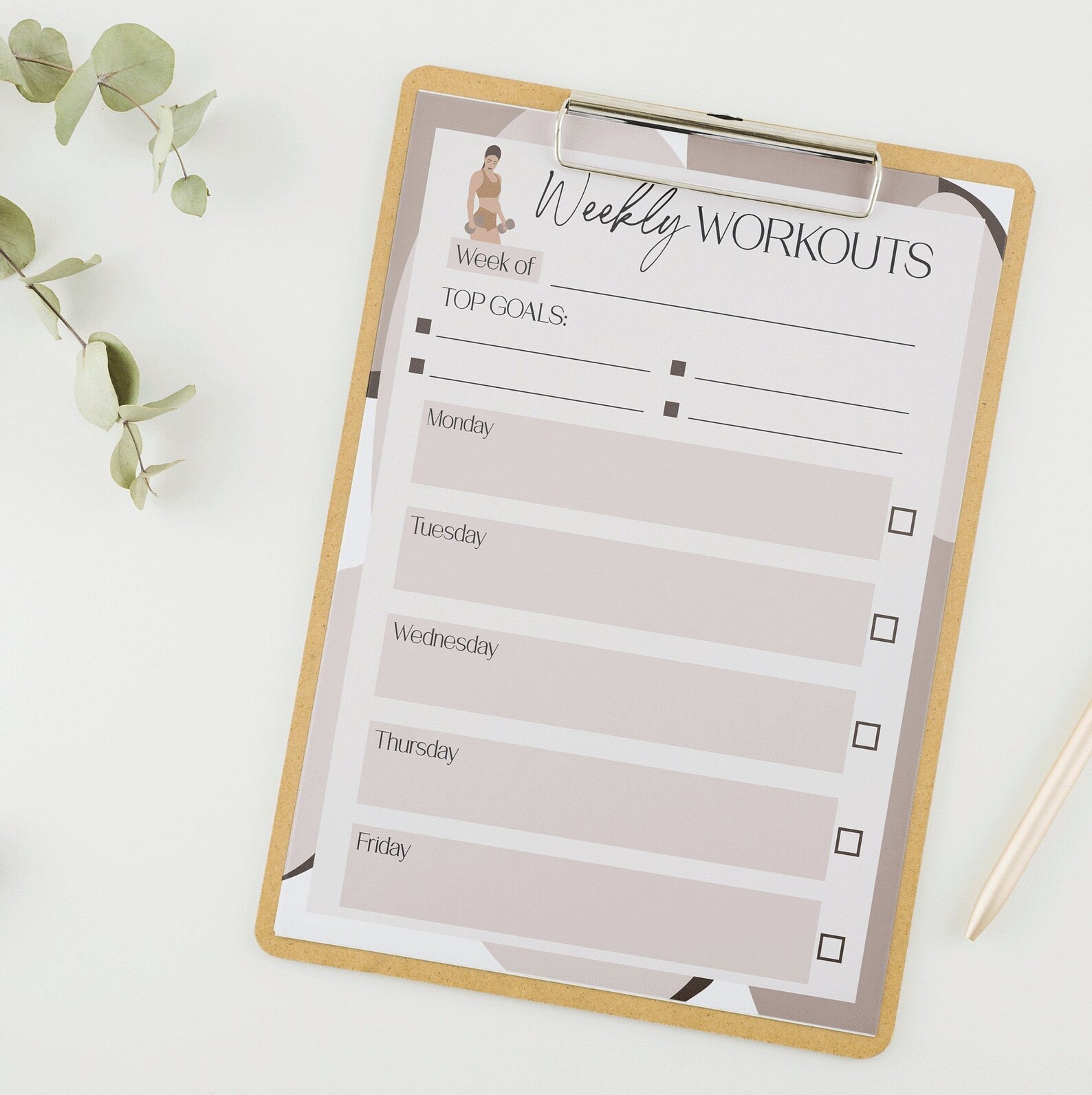 Weekly Workout Tracker Planner Page, Exercise Planner, Weekly Exercise ...