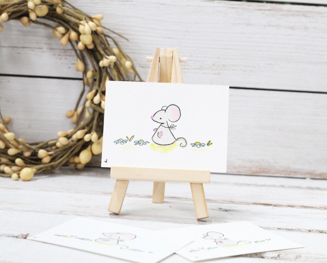 Watercolor Painting 3.5x2.5 CUTE MOUSE Prints by Jen Star Small ...