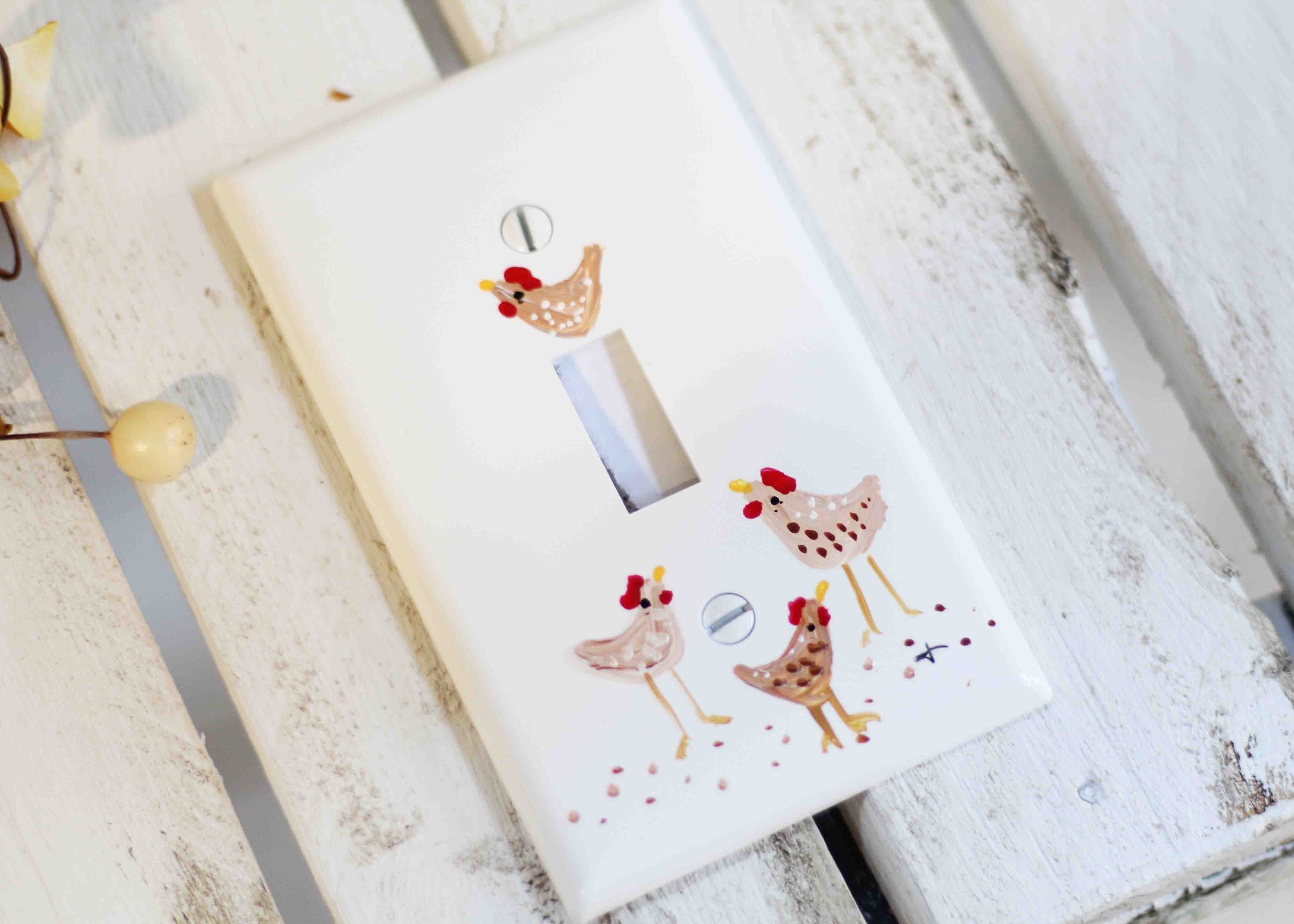 Hand Painted Chickens Light Switch Original Acrylic Painting - Etsy