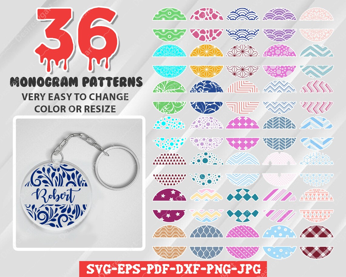 Keychain Monogram SVG Round Pattern Svg Split Monogram Svg - Etsy UK