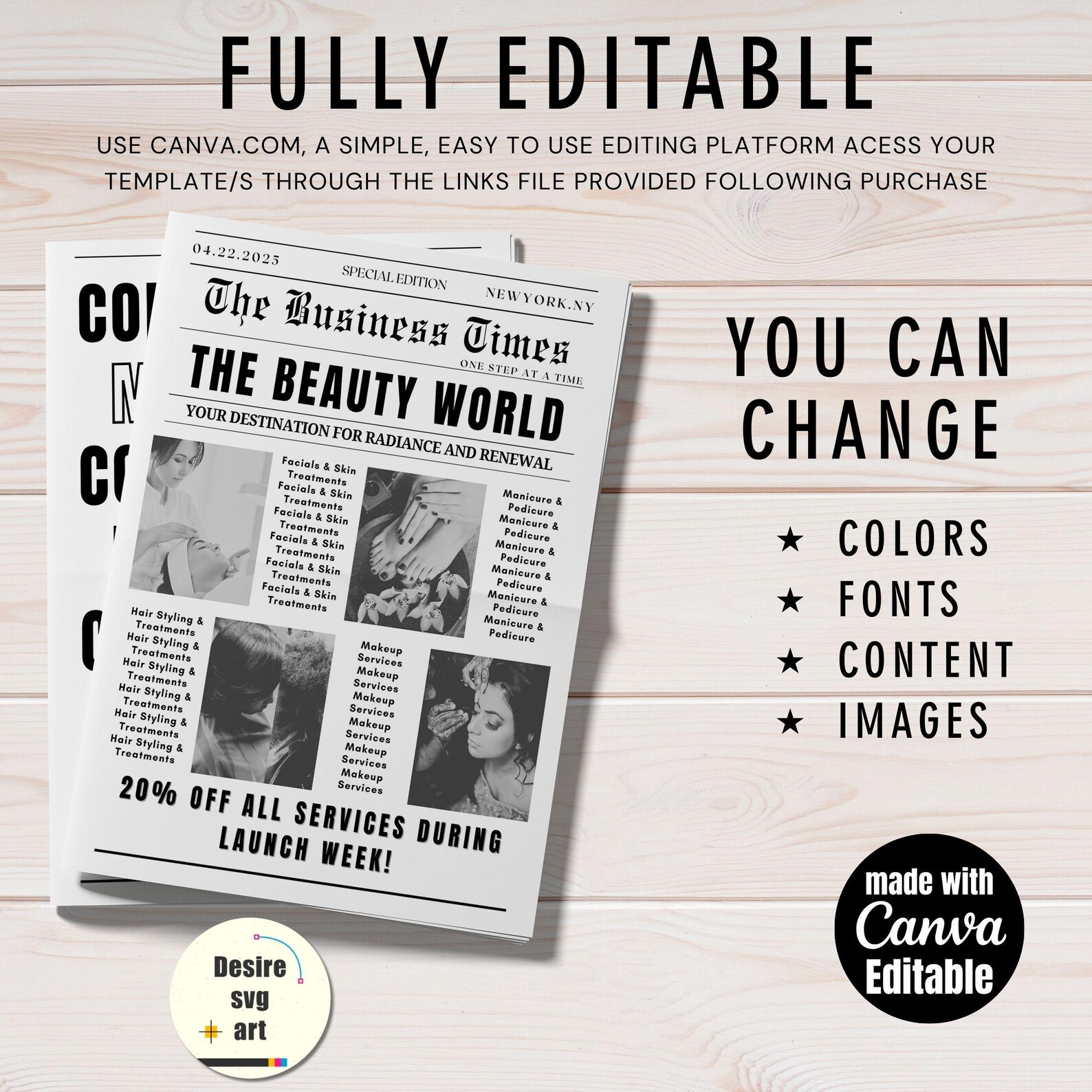 Business Launch Newspaper Template | Editable Canva Design | Editable ...