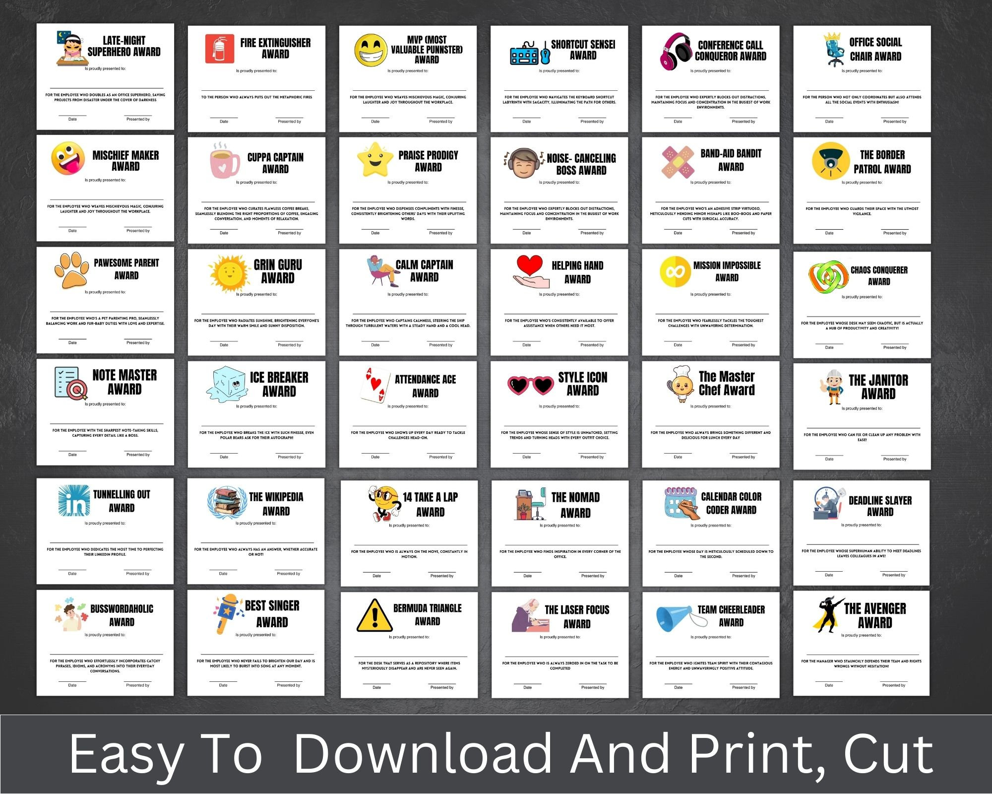 Editable Employee Recognition Certificate Bundle - 200 Printable Canva ...