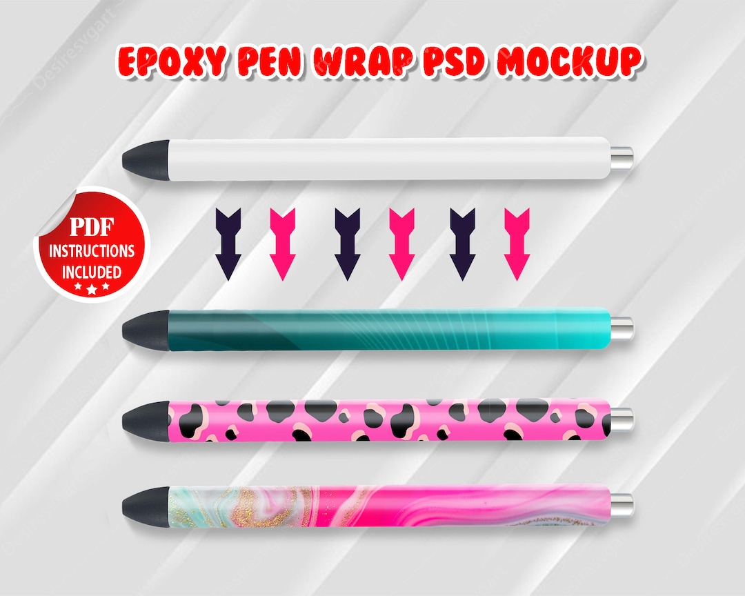 Horizontal Epoxy Pen Wrap Mockup, Ink Joy Mockup, PNG Transparency, Pen ...