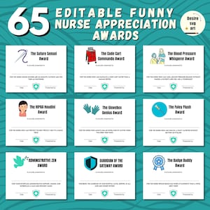 Funny Nursing Award Certificates Editable in Canva, Funny Nurse Award ...