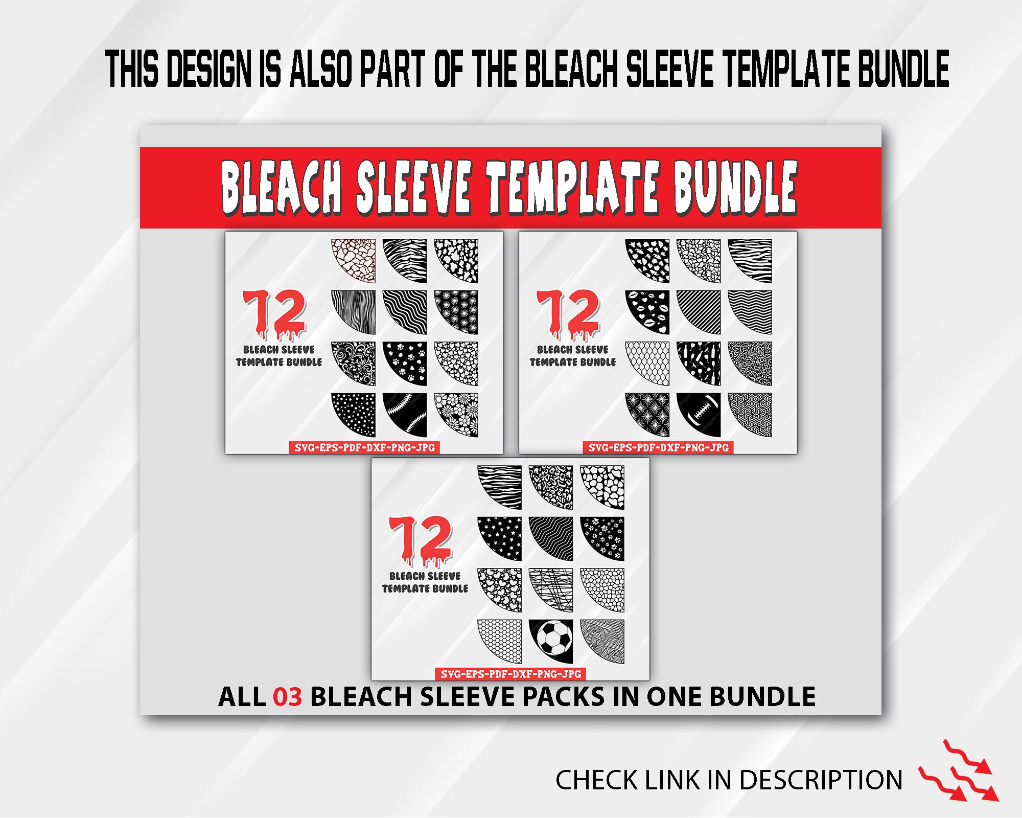 Bleach Sleeve Template Bundle T-shirt Sleeve Stencil - Etsy