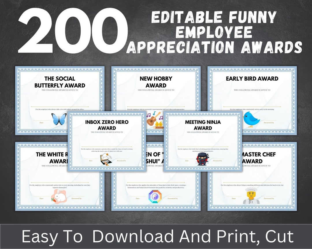 Mega Bundle Quirky Employee Recognition Certificates:celebrate the ...